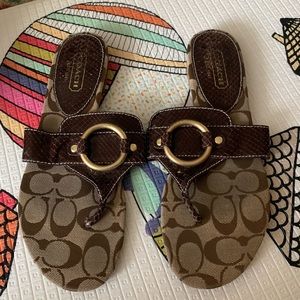 Coach Shoes | Red Leather Heel Sandals | Poshmark